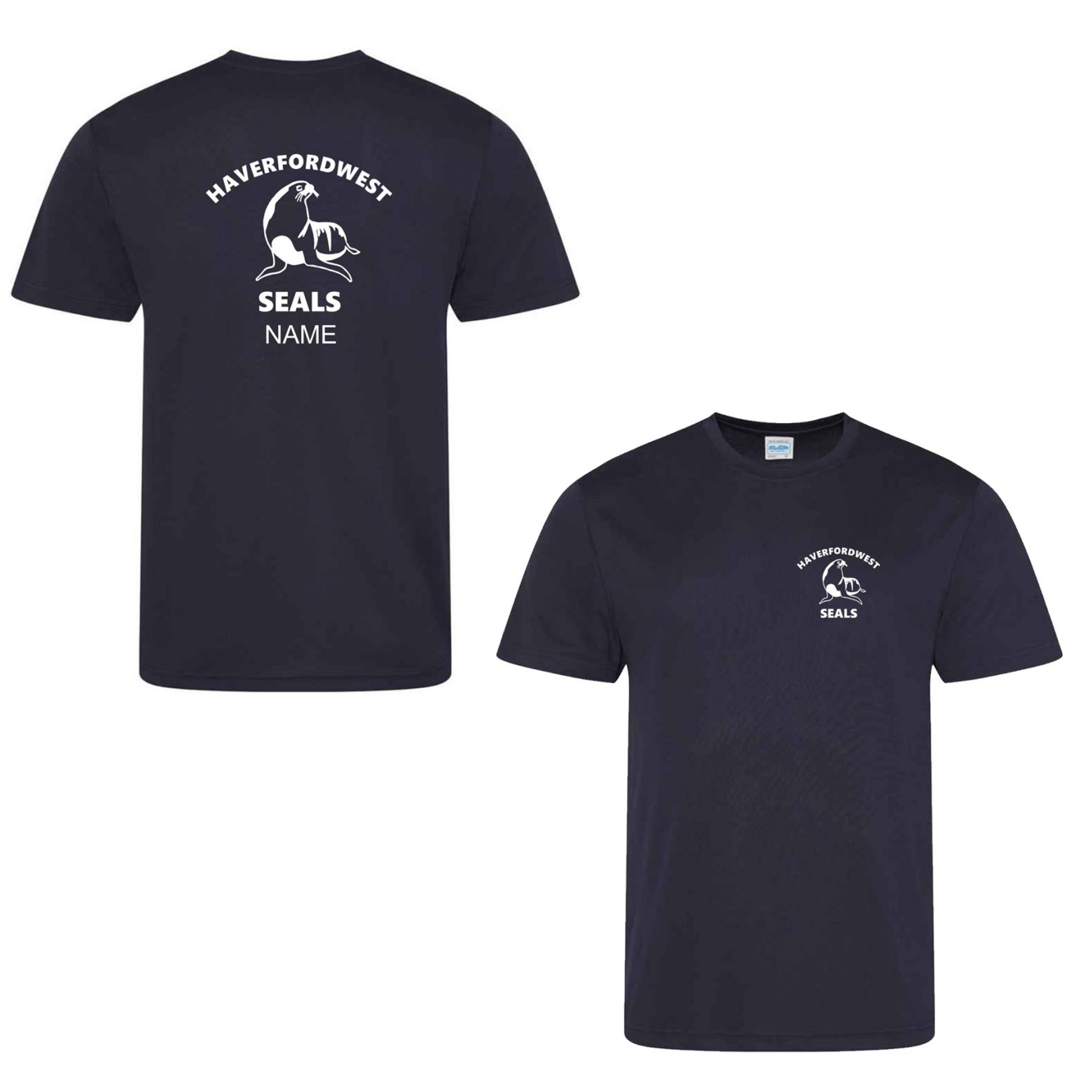 Haverfordwest Seals Navy Blue Printed T Shirt - Tees R Us Embroidery ...